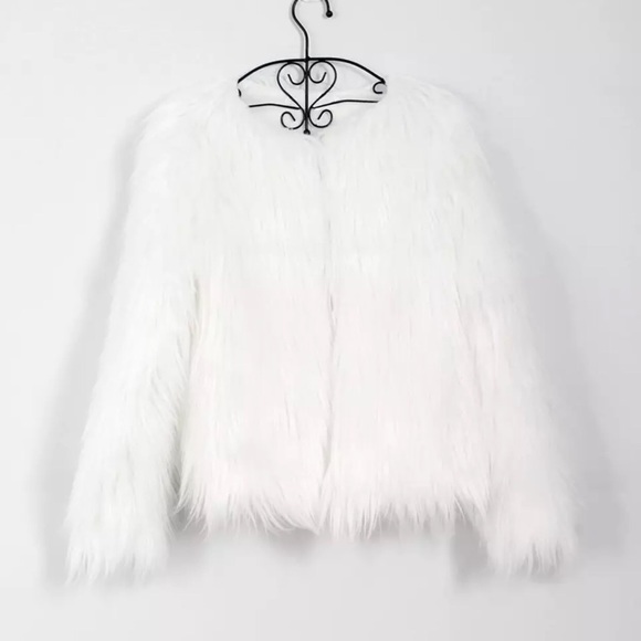 Boutique | Jackets & Coats | Fluffy White Faux Fur Shaggy Jacket | Poshmark
